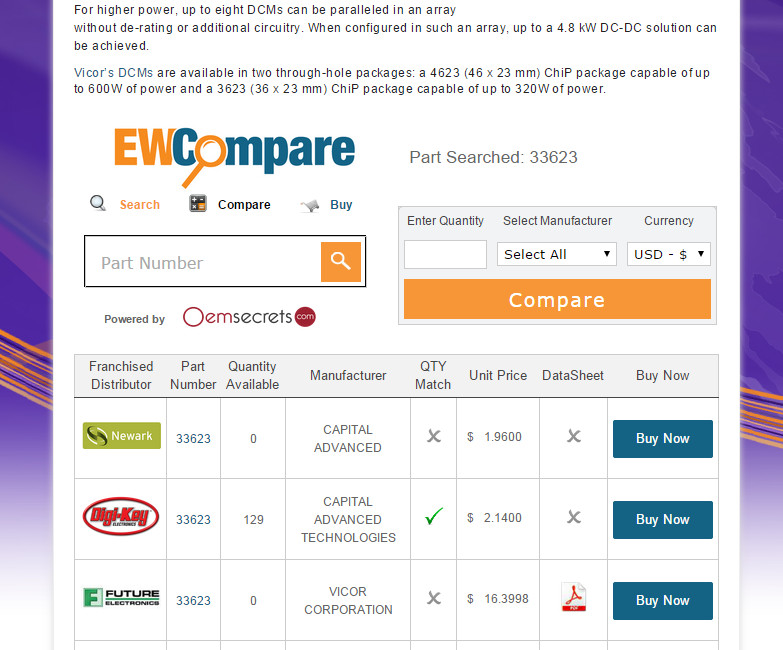 EW Compare part-search-price comparison engine launches | Electronics ...