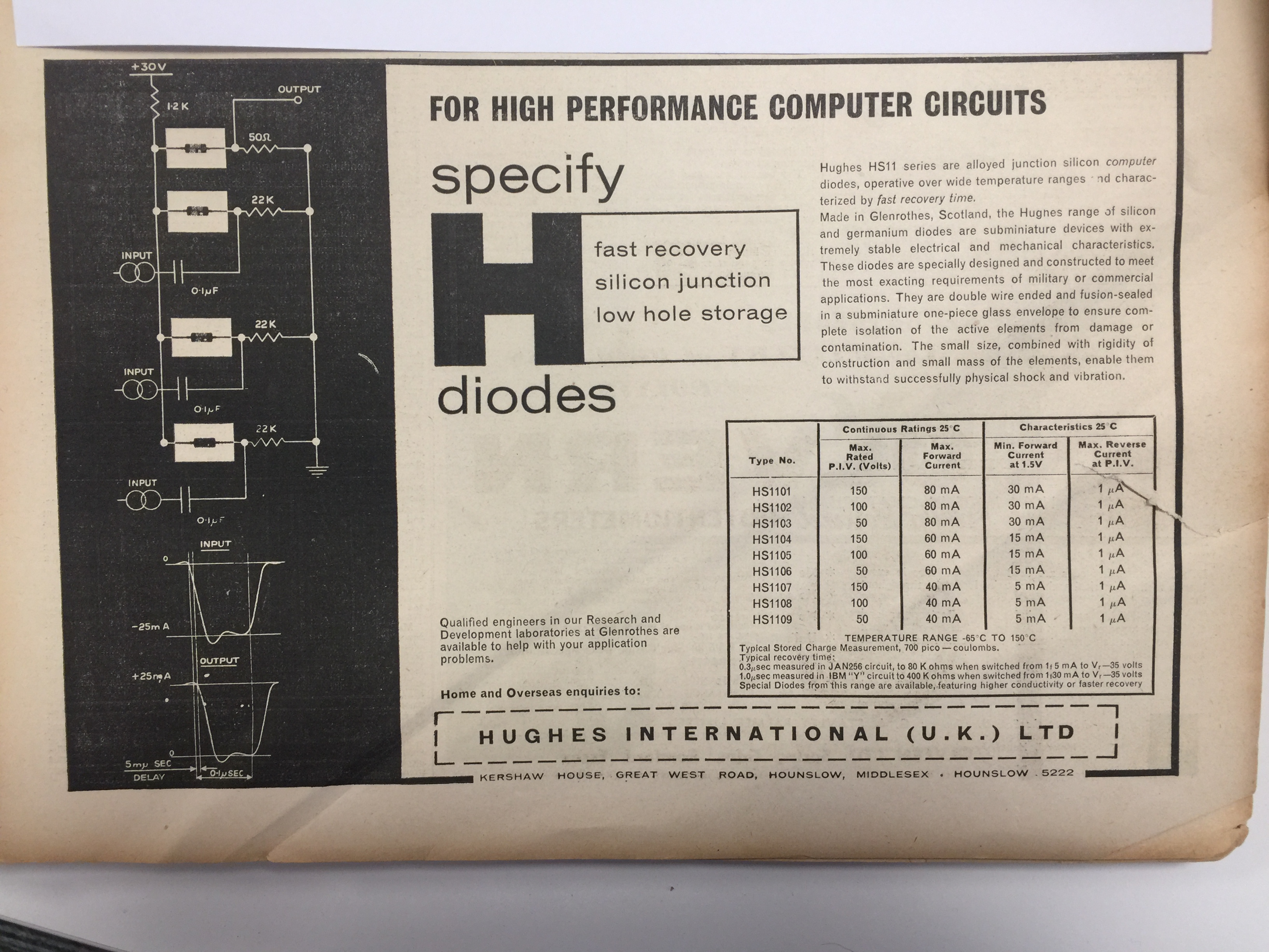 Hughes Diodes Made In Glenrothes