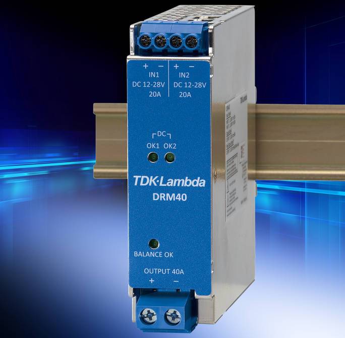 20 - 40A DIN rail redundancy module shares load between two PSUs ...