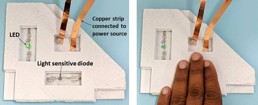 3D printed conductors inside 3D printed solids offer little resistance ...