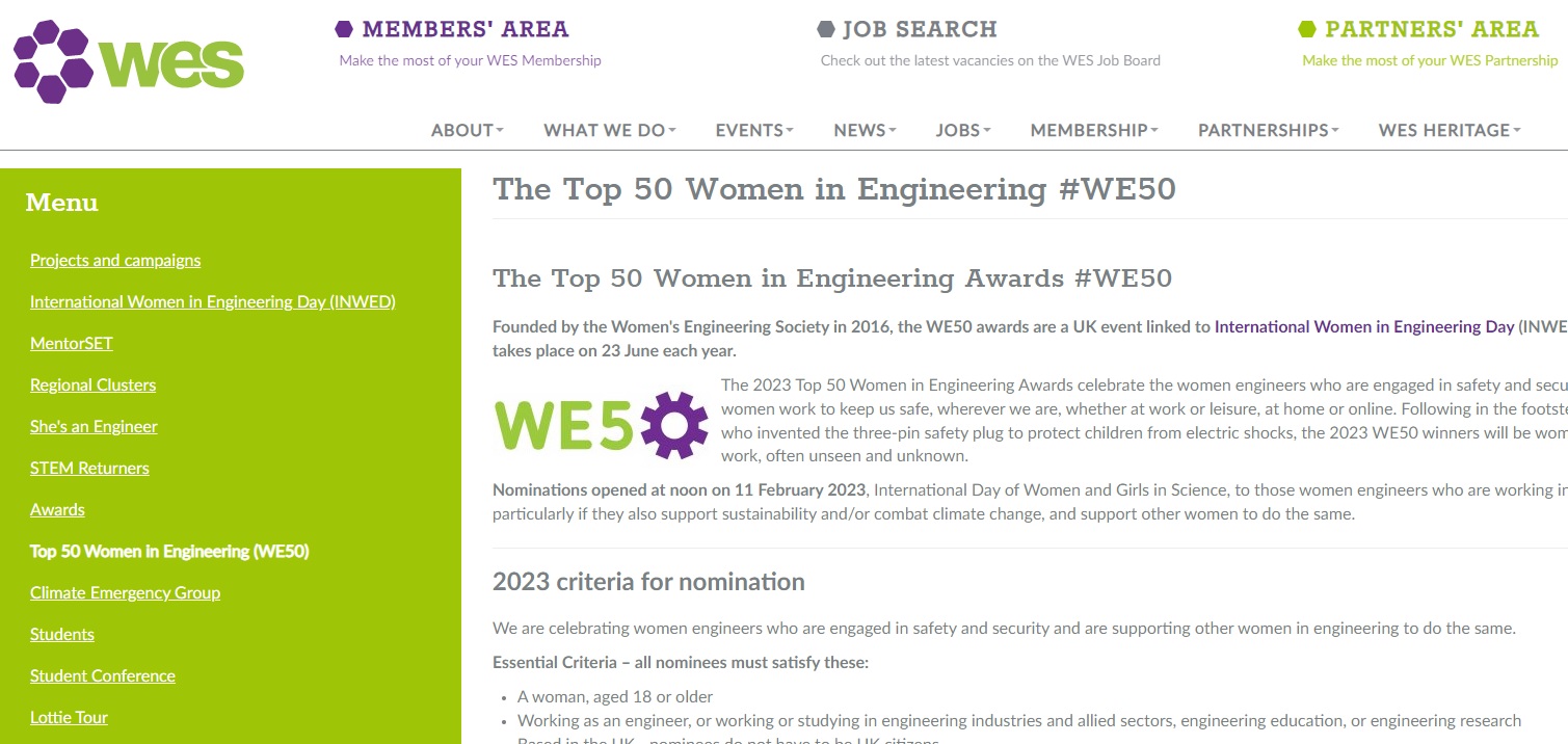 Women's Engineering Society begins its search for 2023 WE50 winners | Electronics Weekly