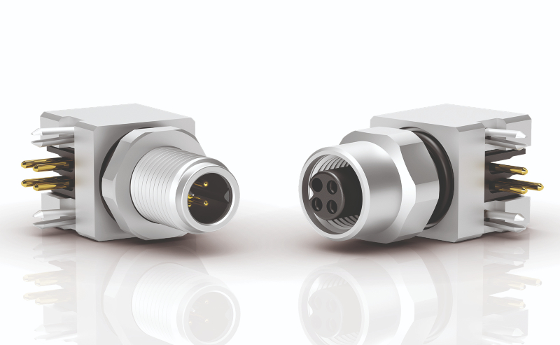 Binder extends 707 series with M5 angled panel mount connectors ...