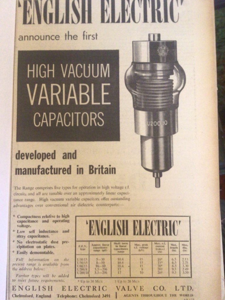 The First High Vacuum Variable Capacitors Made in Britain | Electronics Weekly