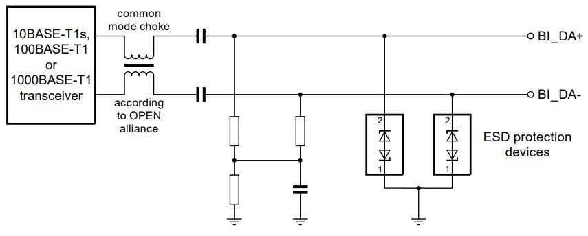 Protection diodes for 10BASE-T1S automotive single-pair Ethernet